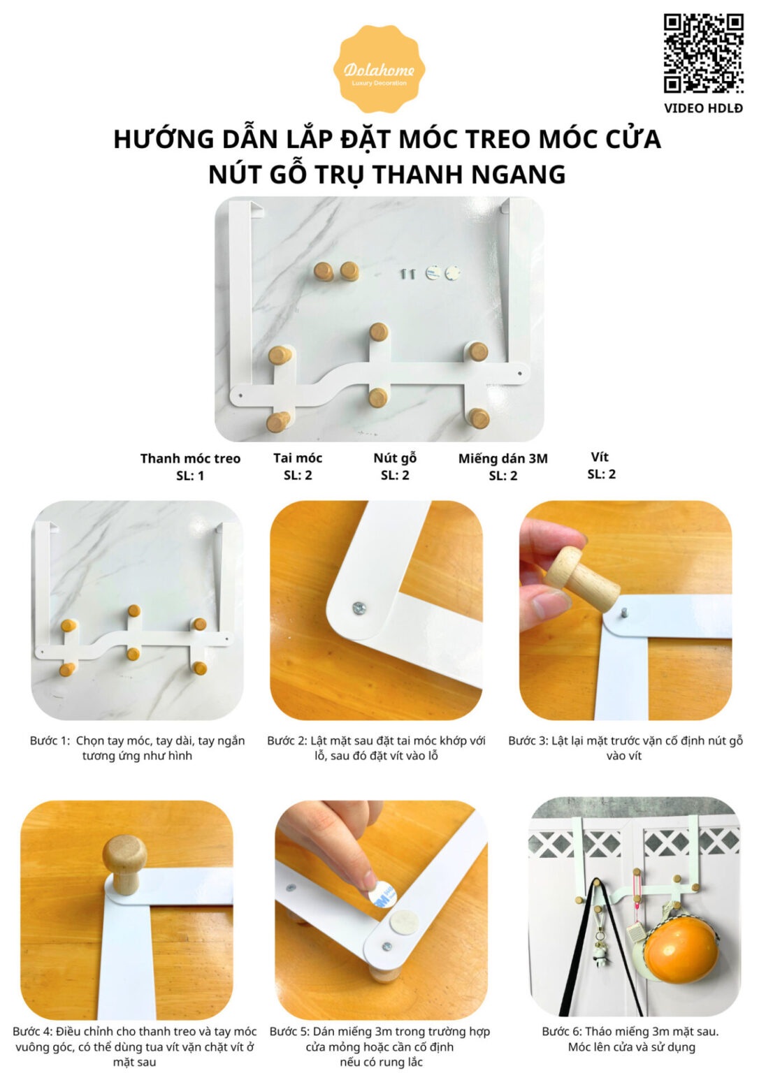 Móc treo cửa thanh ngang Dola Home - Dolahome