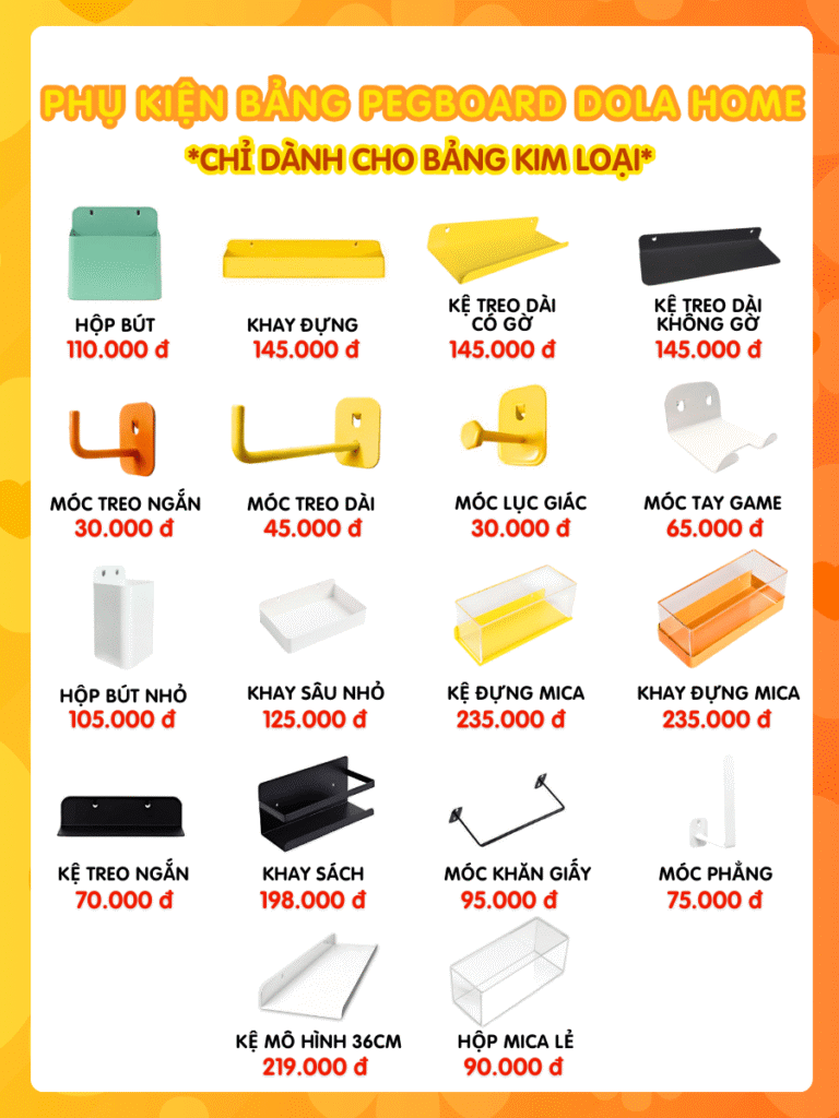 Combo Pegboard Decor Kim Loại Treo Tường Dola Home - T5